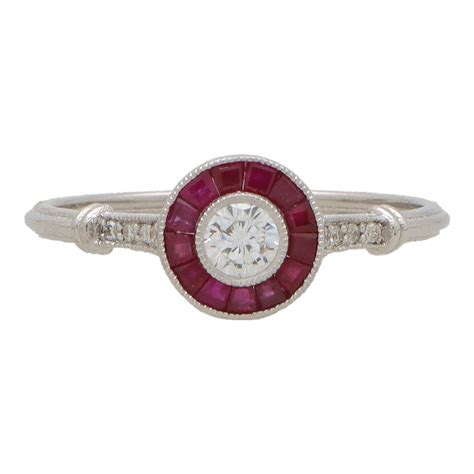 Art Deco Inspired Diamond And Ruby Target Ring At Susannah Lovis Jewellers