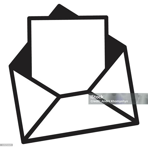 빈 편지와 함께 열린 봉투의 미니멀리스트 벡터 그림 통신 알림 또는 초대를 나타냅니다 웹 디자인 아이콘 및 인포그래픽을 위한 깔끔한 그래픽 0명에 대한 스톡 벡터 아트 및