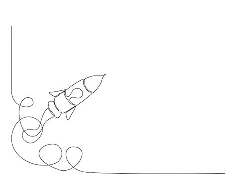Premium Vector Continuous One Line Drawing Of Rocket Space Ship Launch