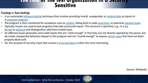 The Role Of The Test Organization In A Security Sensitive Project Ppt Download
