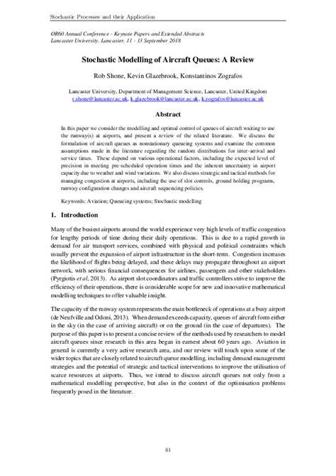 Pdf Stochastic Modelling Of Aircraft Queues A Review