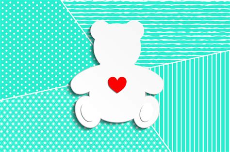 어린이 휴일 또는 생일을 위한 인사말 카드 테 디 베어 장식 배경에 종이에서 잘라 0명에 대한 스톡 벡터 아트 및 기타 이미지 0명 공예 귀여운 Istock