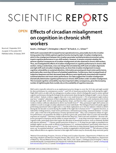 Pdf Effects Of Circadian Misalignment On Cognition In Chronic Shift
