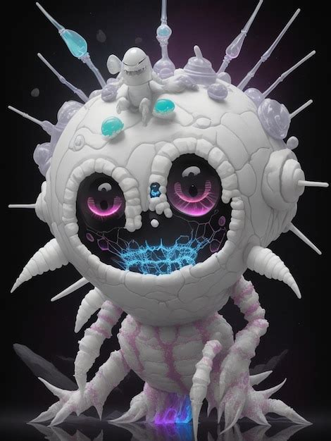 Premium Ai Image Monster Cartoon Character Design Computer Virus Robot Character