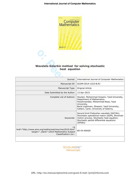 Pdf Wavelets Galerkin Method For Solving Stochastic Heat Equation