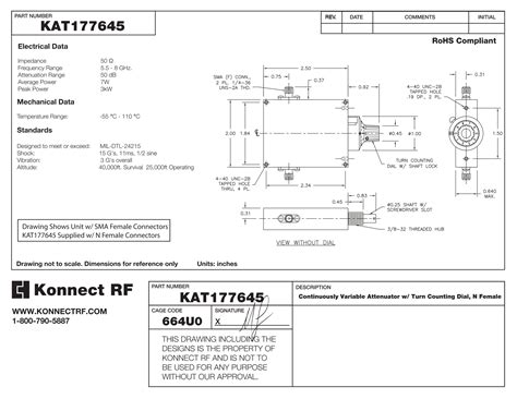 Continuously Variable Attenuator W Turn Counting Dial N Female 50 Ohm 5 5 8 Ghz 50 Db