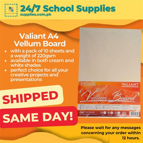 Valiant Vellum Board Paper A4 10sheets 220gsm White Cream Shopee