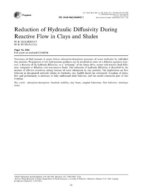 Pdf Reduction Of Hydraulic Diffusivity During Reactive Flow In Clays