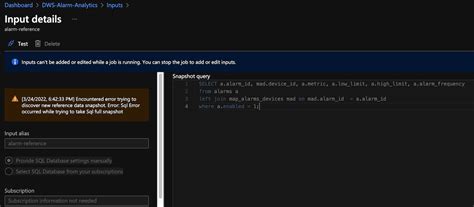 Azure Stream Analytics With Reference Input From Sql Database Is Giving Error Microsoft Qanda