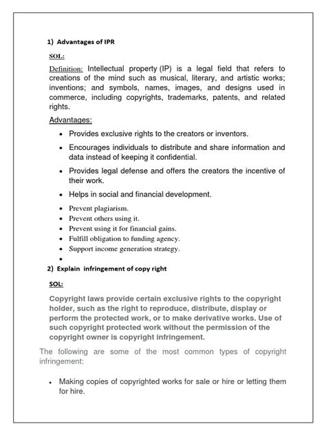 Ipr Model Papers Solution Pdf License Patent