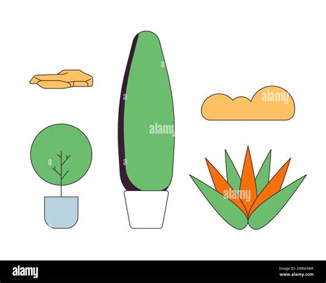 Outdoor Decor 2d Linear Cartoon Objects Set Stock Vector Image And Art Alamy