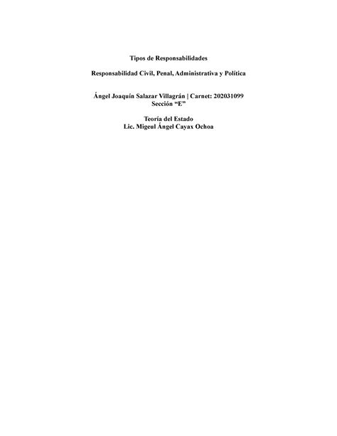 Tipos De Responsabilidad Tipos De Responsabilidades Responsabilidad