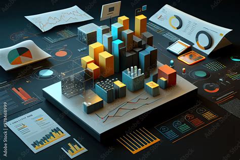 Big Data Analytics Report Infographic With Graph And Chart On Abstract Background Distribution