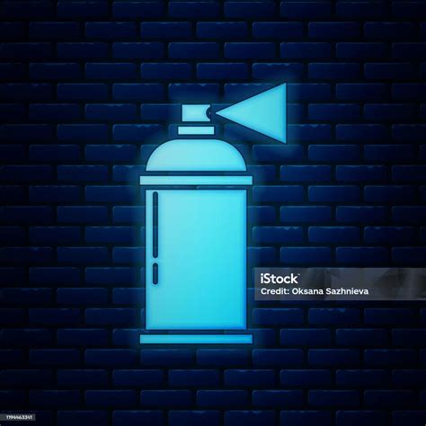 빛나는 네온 페인트 스프레이 벽돌 벽 배경에 격리 아이콘 수 있습니다 벡터 일러스트레이션 그래피티에 대한 스톡 벡터 아트 및 기타 이미지 Istock