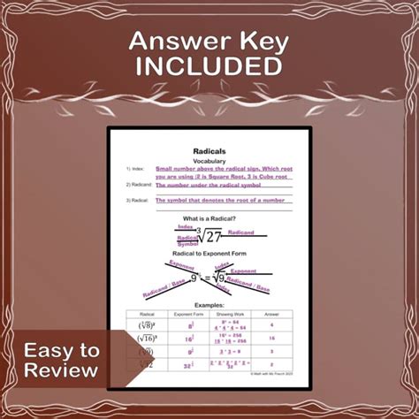 Radicals Notes Fill In Guided Notes Printable Grades 8 And 9 Tpt