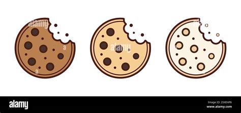 Cookie Vector Icon Set Biscuit And Snack Vector Flat Color On White