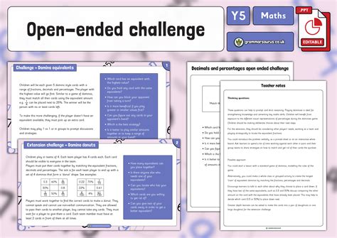 Year 5 Decimals Open Ended Challenge Grammarsaurus