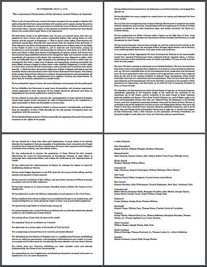 Printable Declaration Of Independence Pdf