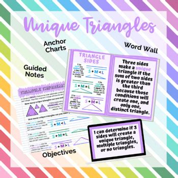 Triangle Theorem Set Guided Notes Anchor Charts Word Wall Objective Poster