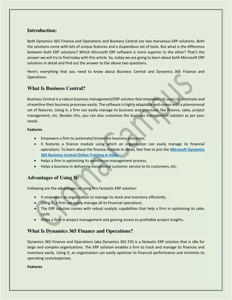 Ppt Dynamics 365 Finance And Operations Vs Business Central Powerpoint Presentation Id 11941663