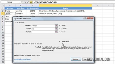 Cómo Funciona La Función Concatenar En Excel Recursos Excel