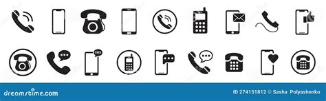 Phone Icon Set Chat Bubble Icon Ringing Phone Simple Icon Set