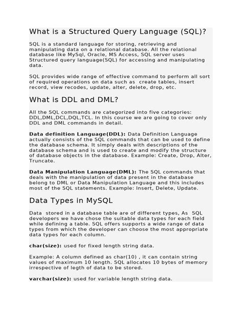 structured query language pdf sql databases