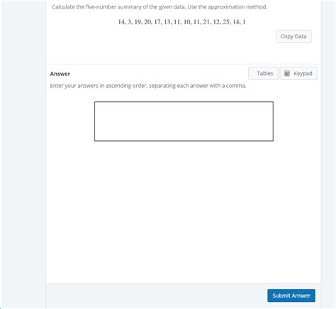 Solved Calculate The Five Number Summary Of The Given Data