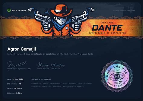 Agron Gemajli On Linkedin Hackthebox Cybersecurity Ctf Pentesting Htbdante