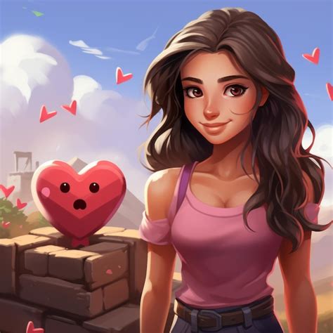 Premium Photo A Girl Standing Next To A Heart Shaped Object