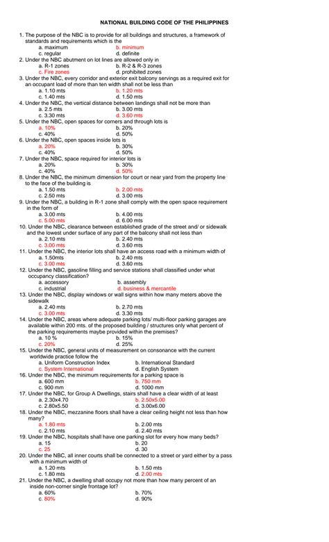 Solution National Building Code Of The Philippines Revieweranswer