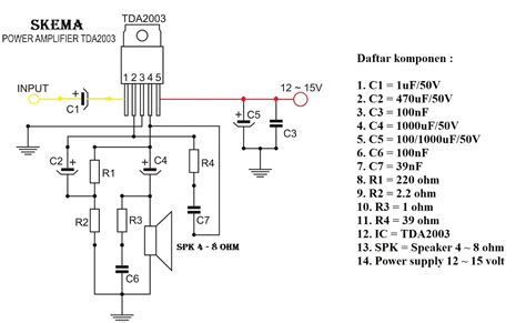 SKEMA AMPLIFIER SEDERHANA TDA 2003
