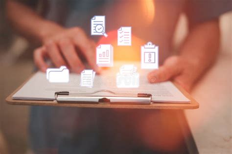 Document Data System Report Hr Technology Concept Businessman Manager Holding Clipboard Checking