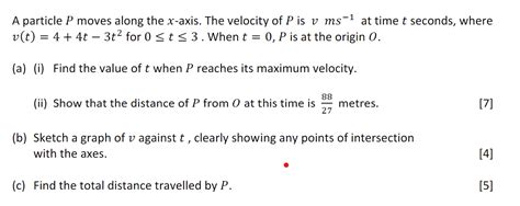 Solved A Particle P Moves Along The X Axis The Velocity Of Chegg