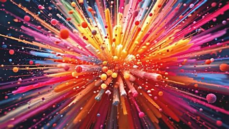 Multi Colored Particle Explosion Layered Clouds Of Particles