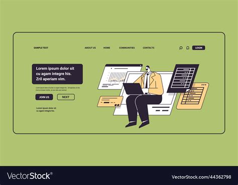 Businessman Analyzing Data On Laptop Business Vector Image