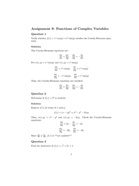 Complex Variable Functions And Analysis Pdf Mathematical Relations