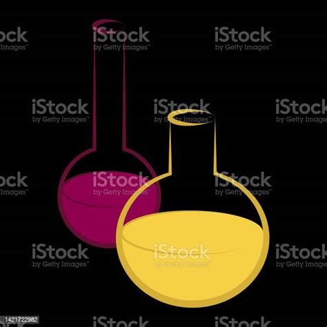 화학 시험 관 벡터 아이콘은 미니멀 한 간단한 그림을 설정합니다 검은 색 배경에 고립 된 과학에 대한 실험 화학 플라스크 건강관리와 의술에 대한 스톡 벡터 아트 및 기타