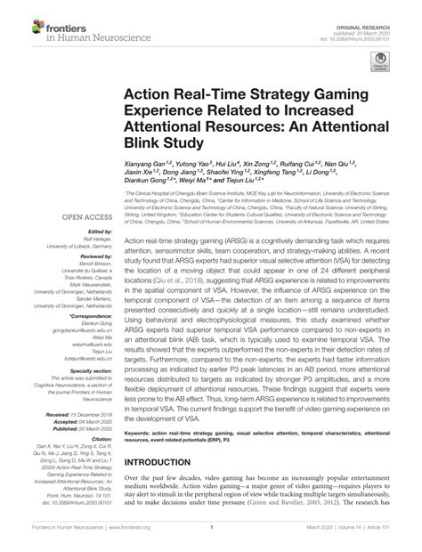 Pdf Action Real Time Strategy Gaming Experience Related To Increased Attentional Resources An