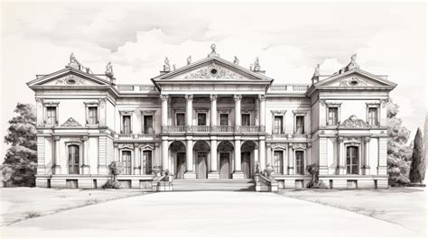 Premium Photo Impressive Neoclassical Mansion Sketch From 1800s Italy