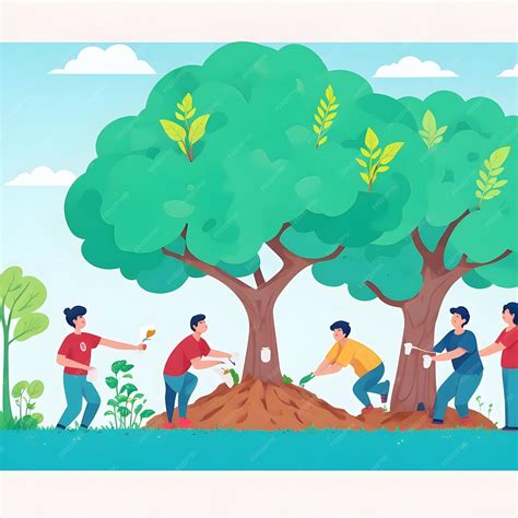 Premium Photo World Environment Day World Environments Day Trees Care Flat Cartoon