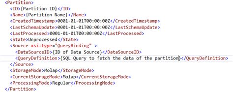 creating ssas partitions through directly modifying xml source file