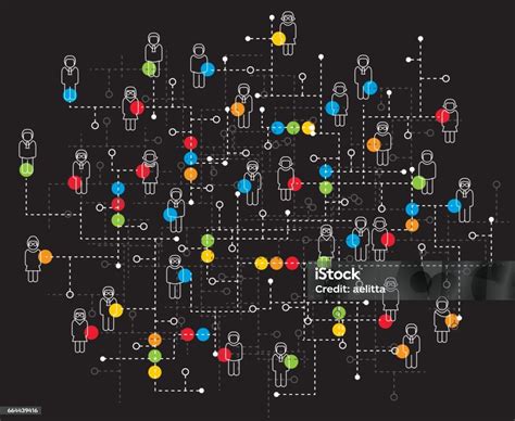 벡터 일러스트 레이 션 사람 아이콘을 포함 하는 추상 소셜 네트워크 계획의 서로에 연결 기업위계에 대한 스톡 벡터 아트 및 기타 이미지 기업위계 디자인 복잡성