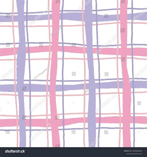 Vector Hand Drawn Cute Checkered Grid Pattern Royalty Free Stock Vector 2425819037