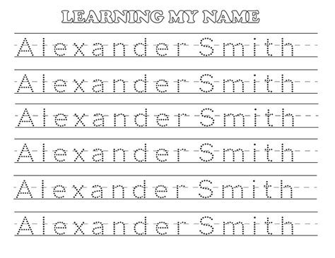 Personalized Name Tracing Sheet Etsy