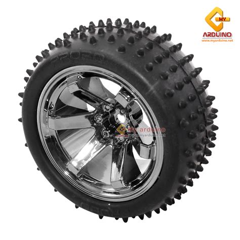 ล้อยางวิบากหนาม Smart Car 85mm ข้อต่อหกเหลี่ยม สีเงิน ขาย Arduino อุปกรณ์ Arduino คุณภาพดี