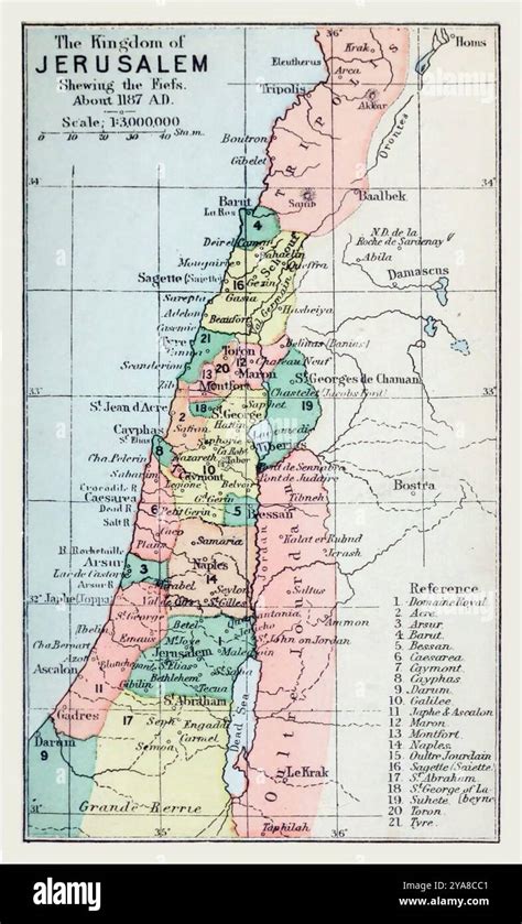 Map The Kingdom Of Jerusalem From The Book Palestine 1889 By