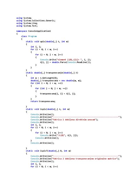 Program Using Using Using Using Namespace Class Static Void Double Int Int For For Double Pdf