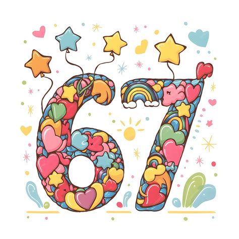 Premium Vector Numeric Digit 67 Vector Illustration Typography Of Number 67 With Playful