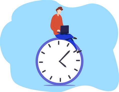 Time Management Concept Man With Office Laptop Report And Clock 55652483 Png